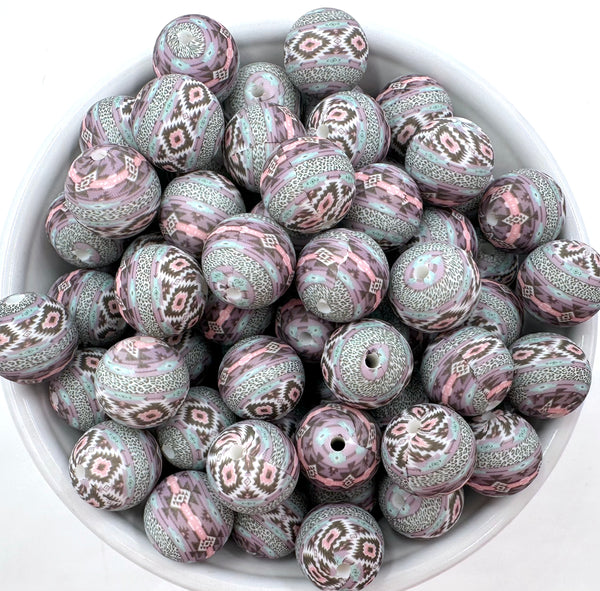 Pink, Purple & Blue Aztec Western Print Silicone Beads--15mm – USA ...