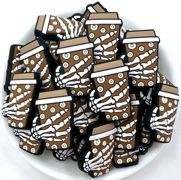 Skeleton Hand Coffee Cup Silicone Bead--Brown – USA Silicone Bead ...