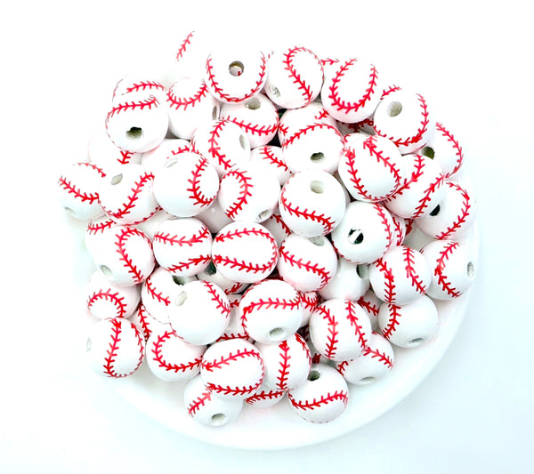 16mm Baseball Wood Round Beads – USA Silicone Bead Supply Princess Bead ...