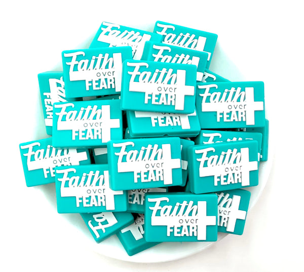 Faith Over Fear Silicone Focal Beads--Turquoise – USA Silicone Bead ...