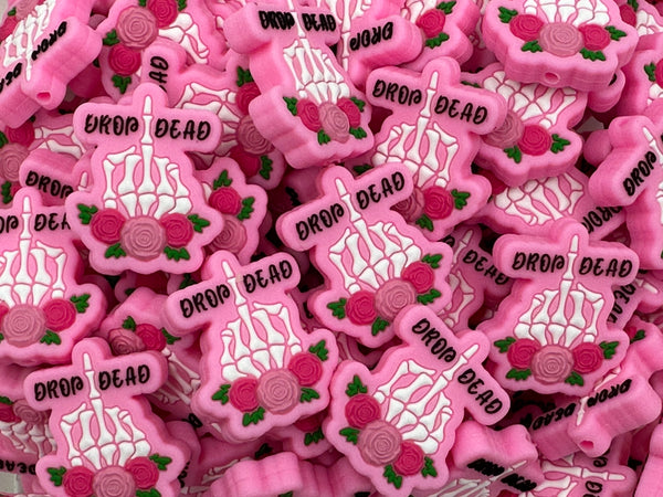 Drop Dead Silicone Focal Bead--Pink – USA Silicone Bead Supply Princess ...