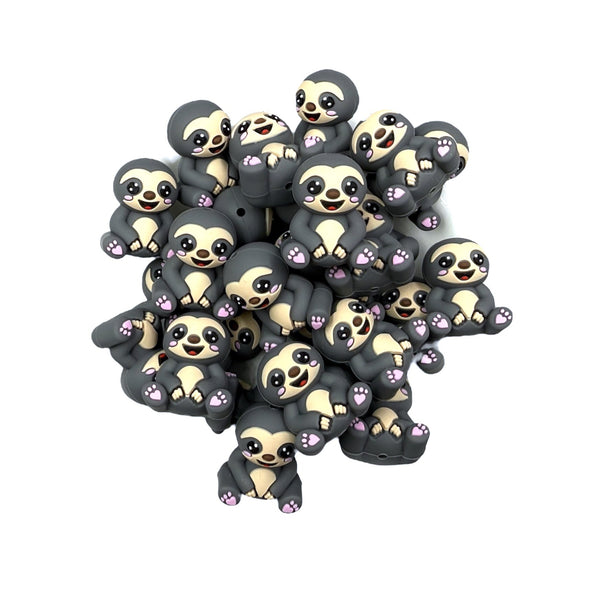 Sloth 3D Silicone Focal Beads--Gray – USA Silicone Bead Supply Princess ...