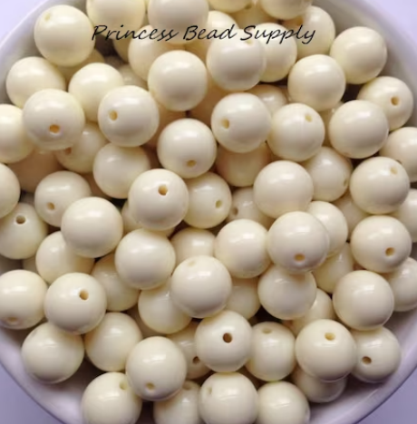12mm Ivory Solid Acrylic Beads – USA Silicone Bead Supply Princess Bead ...