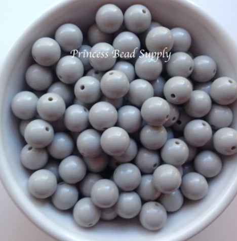 12mm Gray Solid Acrylic Beads – USA Silicone Bead Supply Princess Bead ...