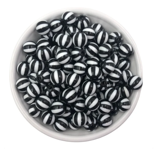 12mm Black & White Beach Ball Acrylic Beads – USA Silicone Bead Supply ...