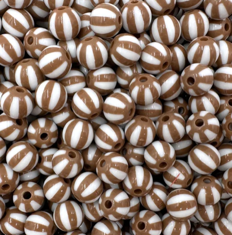 12mm Brown & White Beach Ball Acrylic Beads – USA Silicone Bead Supply ...