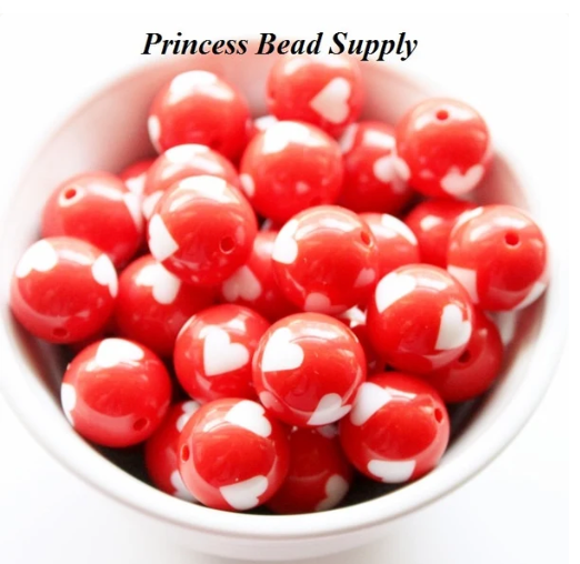 20mm Red Heart Acrylic Beads – USA Silicone Bead Supply Princess Bead ...