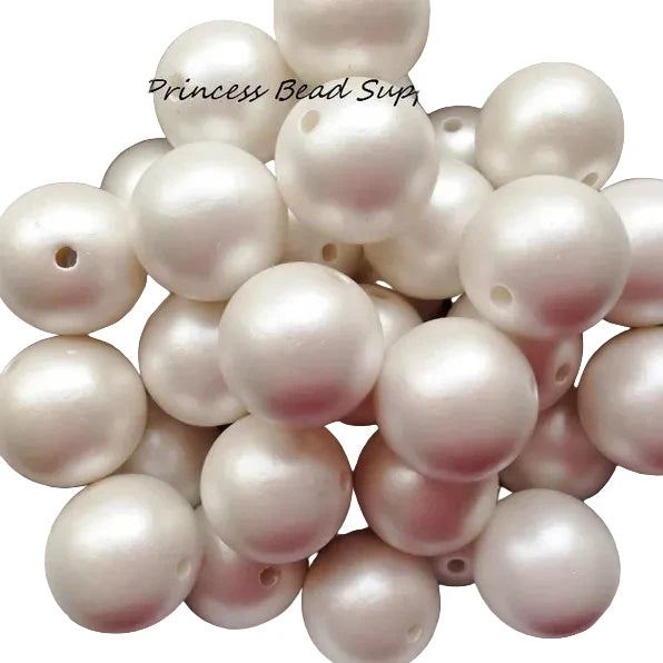 20mm White Matte Pearl Chunky Acrylic Beads – USA Silicone Bead Supply ...