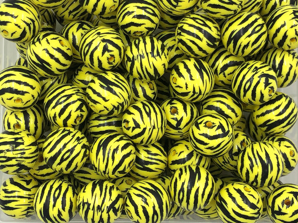 20mm Yellow Tiger Print Chunky Beads – USA Silicone Bead Supply ...