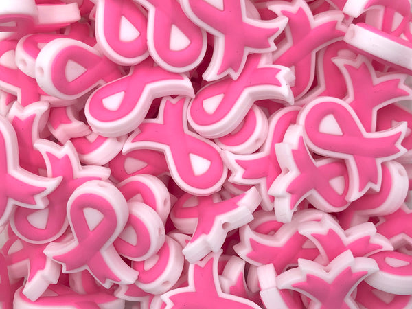 Pink Ribbon Silicone Beads--Breast Cancer Awareness – USA Silicone Bead ...