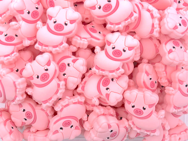 Pink Pig Silicone Focal Beads – USA Silicone Bead Supply Princess Bead ...