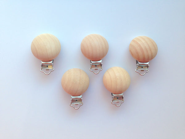 Natural Wood Round Pacifier Clips--Larger size – USA Silicone Bead ...