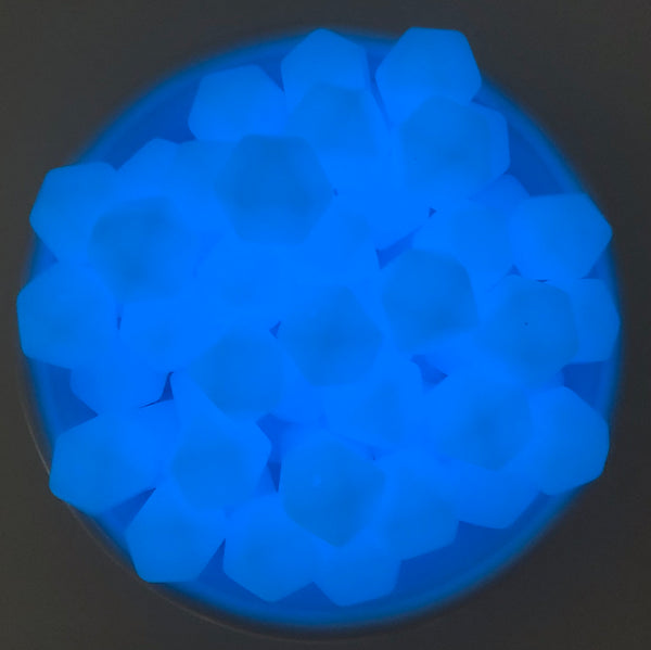 14mm Neon Blue Glow in the Dark Mini Hexagon Silicone Beads – USA ...