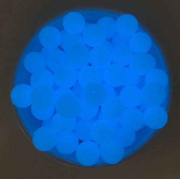 12mm Neon Blue Glow in the Dark Silicone Beads – USA Silicone Bead ...