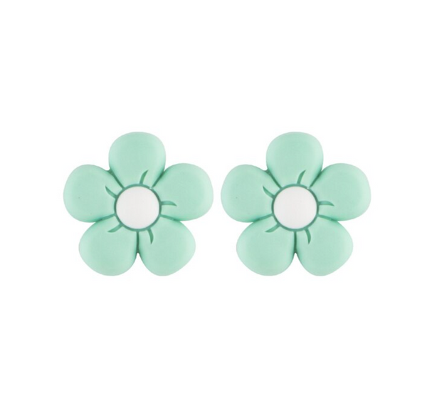 26mm Mint Cosmo Flower Beads – USA Silicone Bead Supply Princess Bead ...